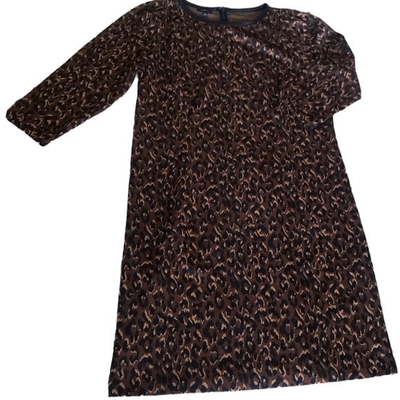 Talbots | Dresses | Talbots Leopard Print Long Sleeves Faux Leather ...